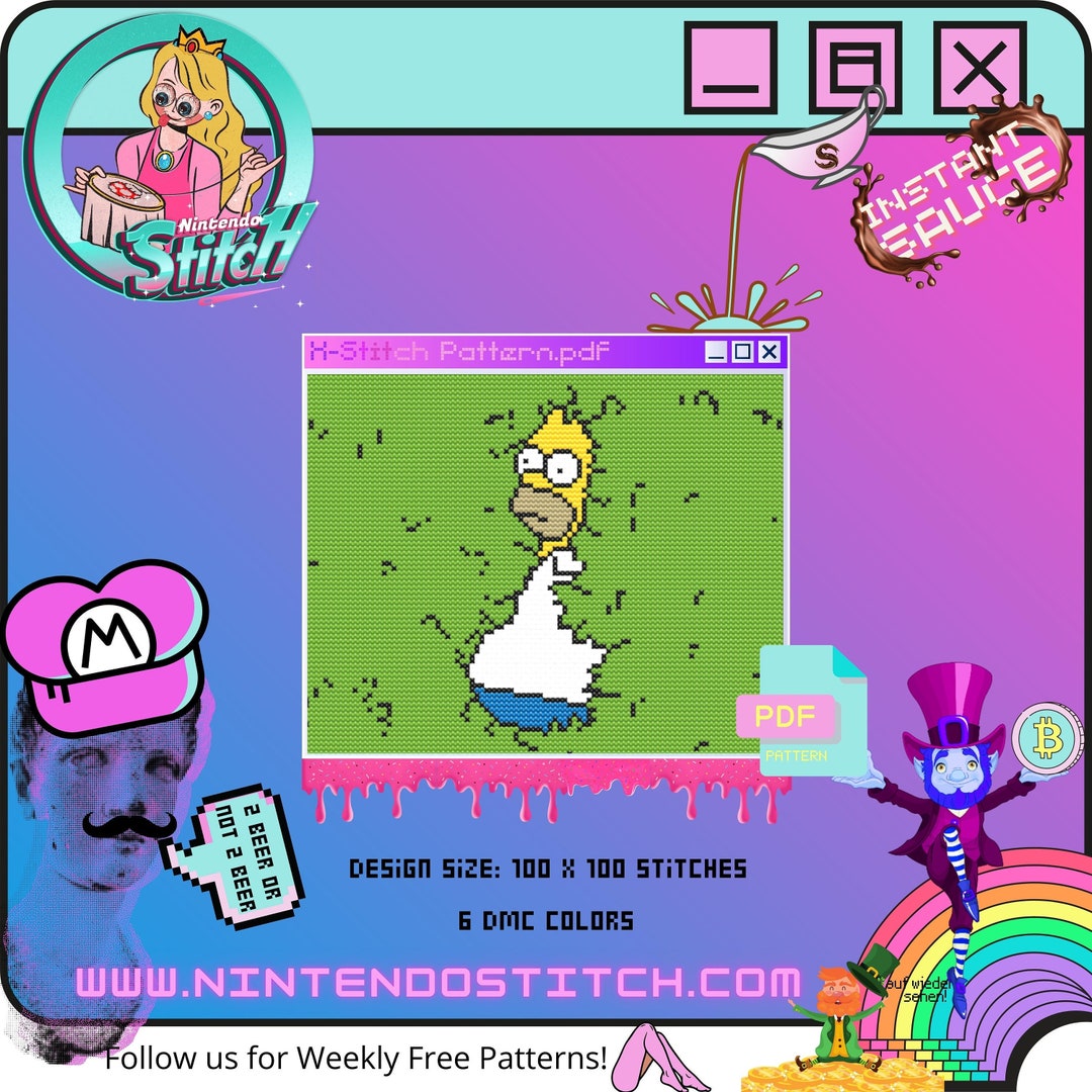 Hiding Cross Stitch Pattern | Simpsons Hiding in the Bushes Chart ...