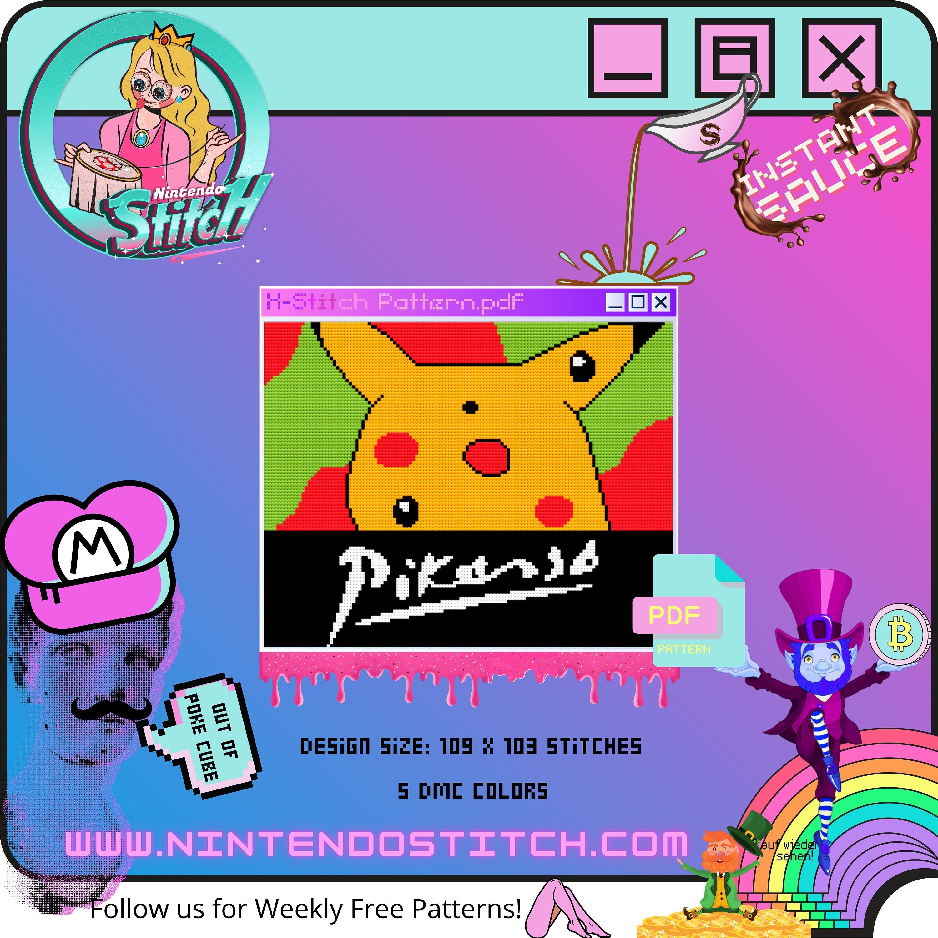 Pikachu Picasso Cross Stitch Pattern Anime Pokemon Xstitch - Etsy Australia