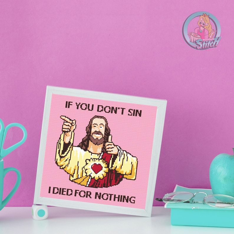 Buddy Jesus Cross Stitch Pattern Funny Xstitch Pattern Kit - Etsy