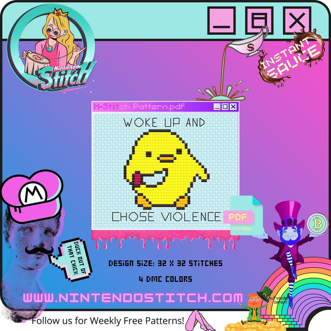 Duck Chick With Knife Cross Stitch Pattern | Woke up and Chose Violence ...