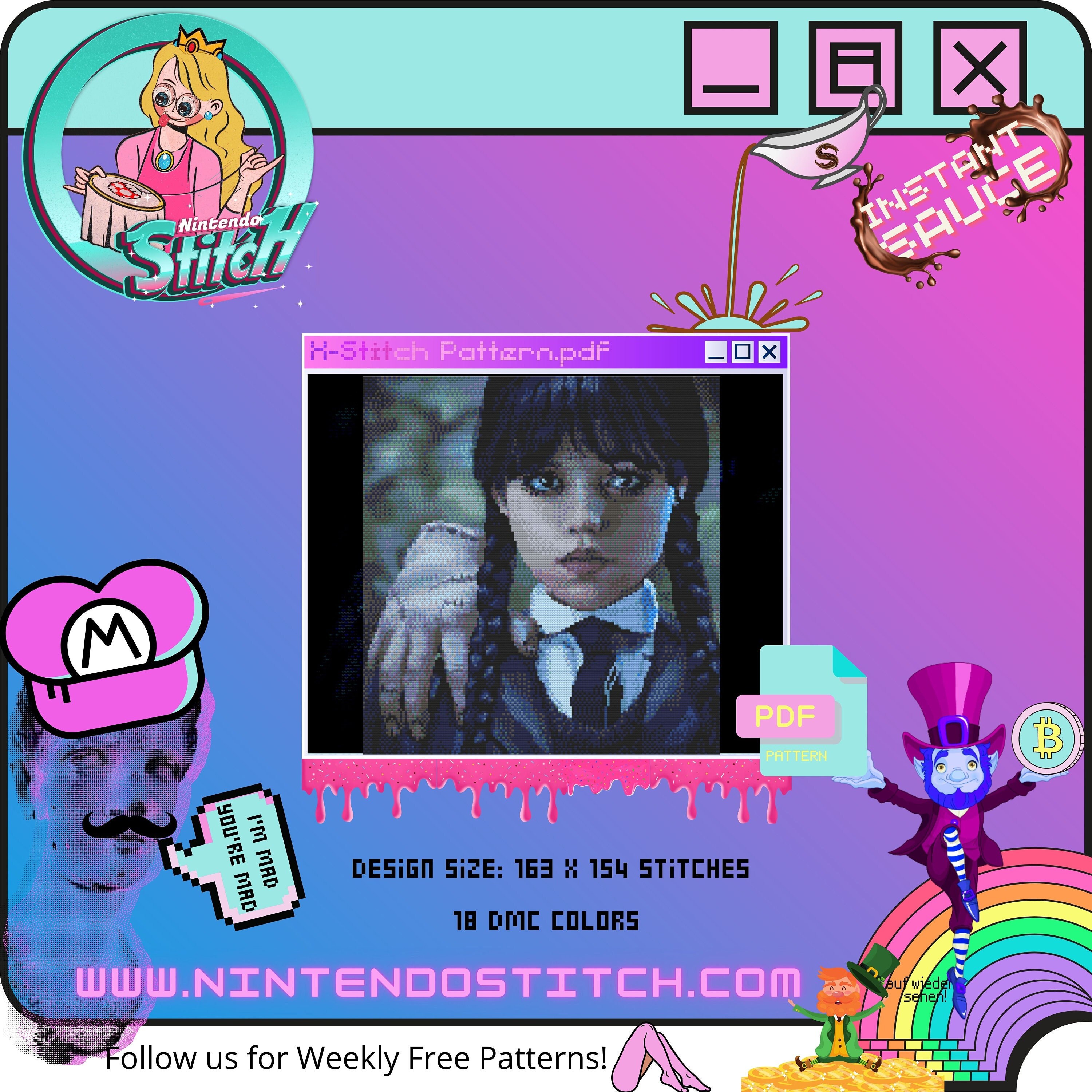 Wednesday Addams Cross Stitch Pattern Addams Family Fan Gift - Etsy