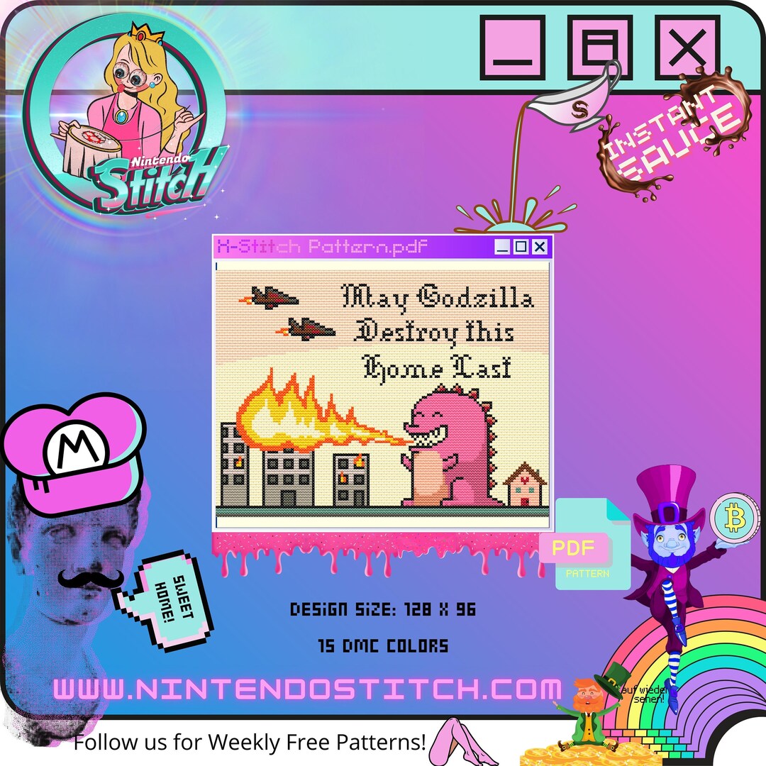 Destroy This Home Last Cross Stitch Pattern House Warming Gift Anime ...