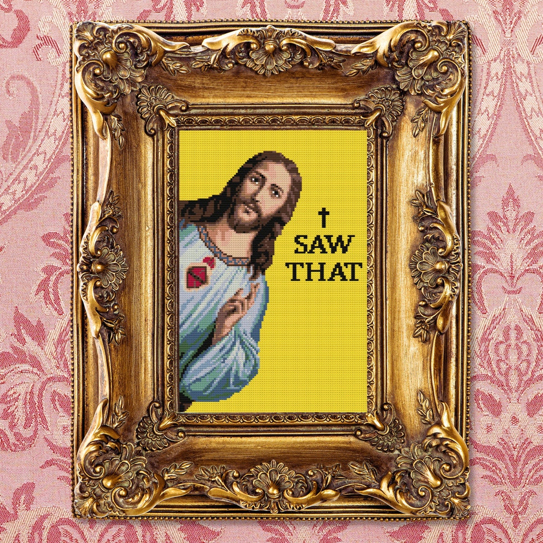 Peeking Jesus I Saw That Cross Stitch Pattern,funny, Snarky, Religious ...