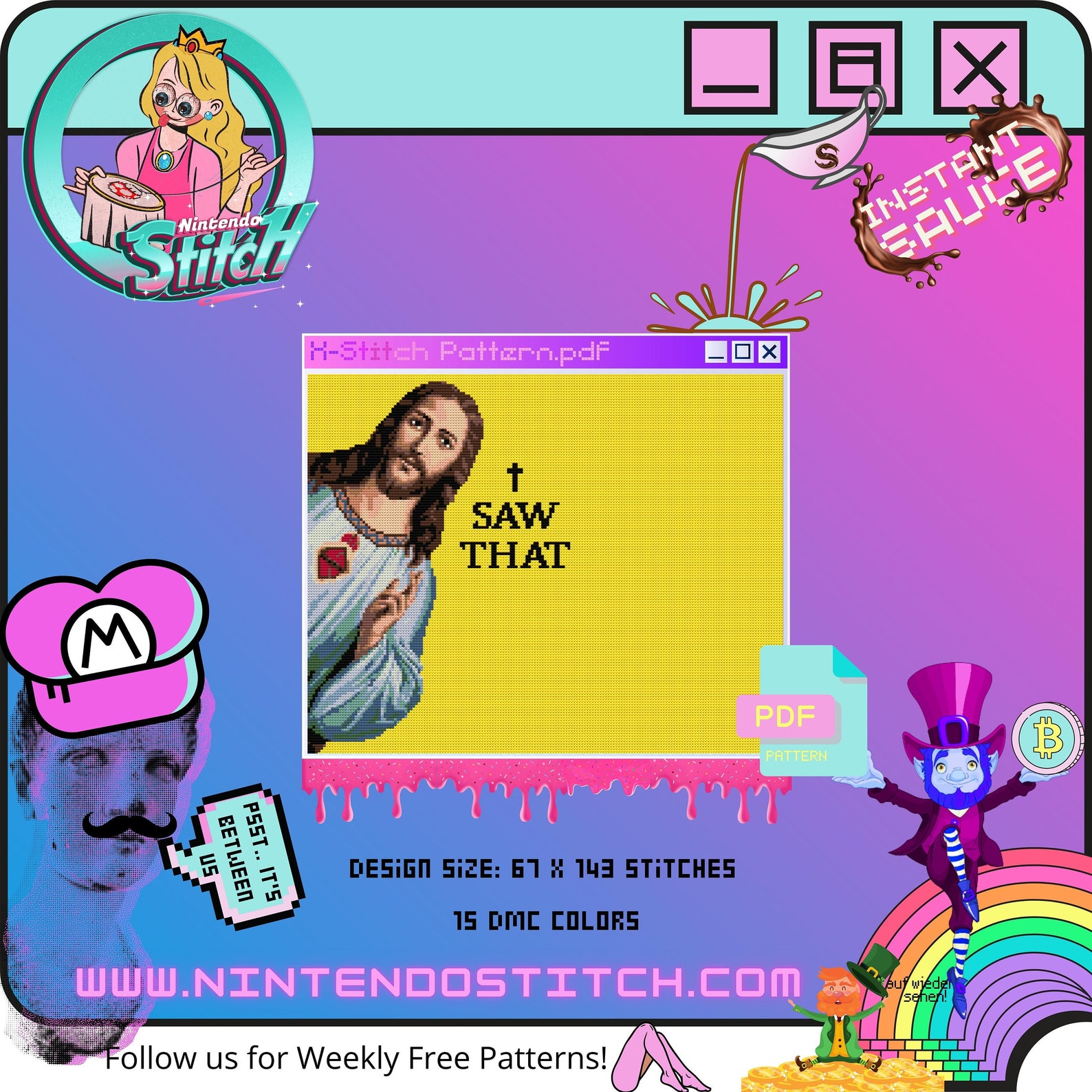 Peeking Jesus I Saw That Cross Stitch Pattern,funny, Snarky, Religious ...