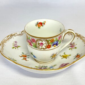 19th Century Dresden Demitasse Cup and Saucer, Fine German Porcelain ...