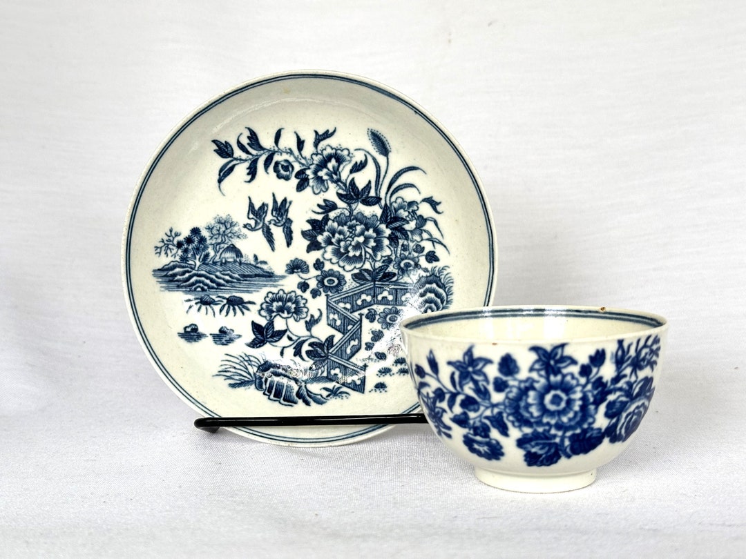 Early Worcester Tea Bowl Flower Pattern and Saucer Fence Pattern - Etsy
