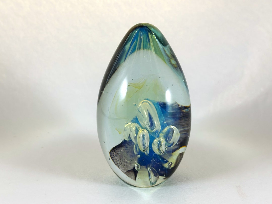 Robert Eickholt Art Glass Paperweight: Deep Ocean Blue Haze, 1995 - Etsy
