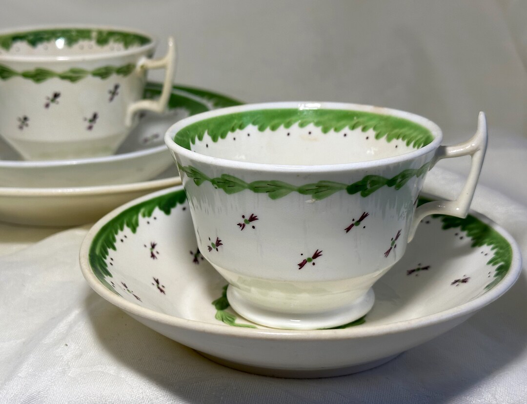5 Piece Soft Paste Porcelain English Tea Cups Cups, Saucers, Bowl ...