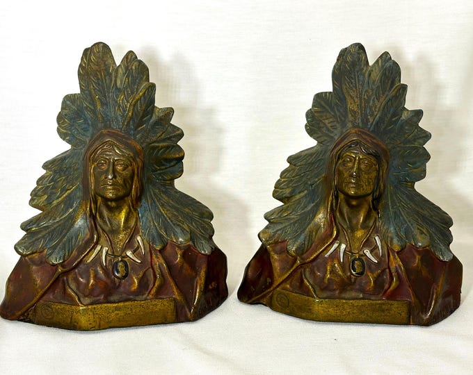 Indian Chief Bookends, Armor Bronze Co. – Early 20th Century Pair - Etsy
