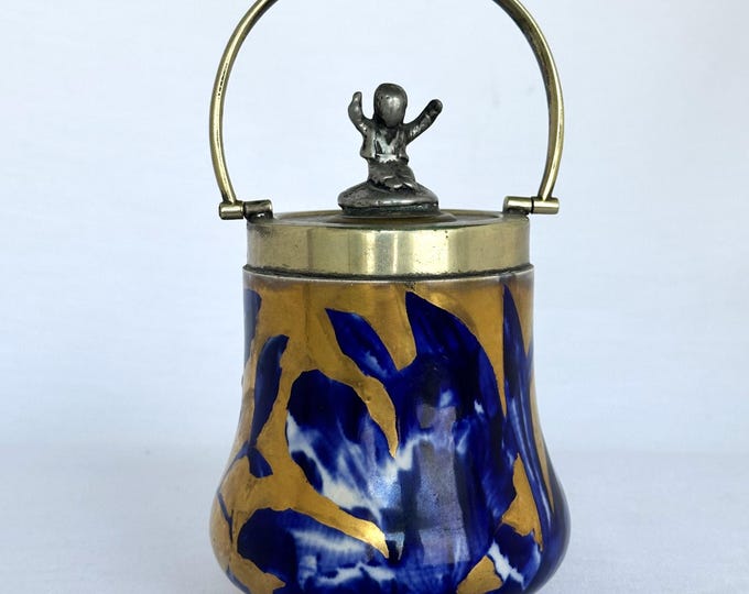 19th Century Flow Blue Phoenix Ware Biscuit Jar by Thomas Forester and ...