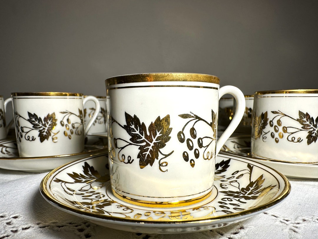 Vintage Espresso Cups, 1930's Ivory and Gold Demitasse Cup and Saucer ...