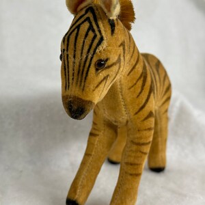 Steiff Brown Velvet Zebra, Mid Century 5" Standing Zebra, Mohair Mane ...