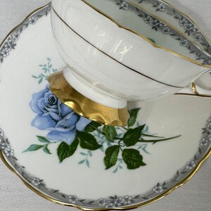 Blue Rose Cup and Saucer, 1950's Roses to Remember by Royal Stafford ...