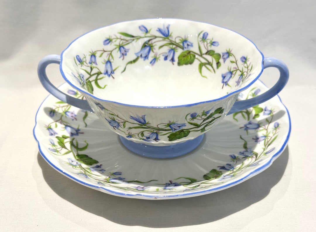 Shelley Harebell Footed Cream Soup Bowl, Orleander Shape Cream Soup ...