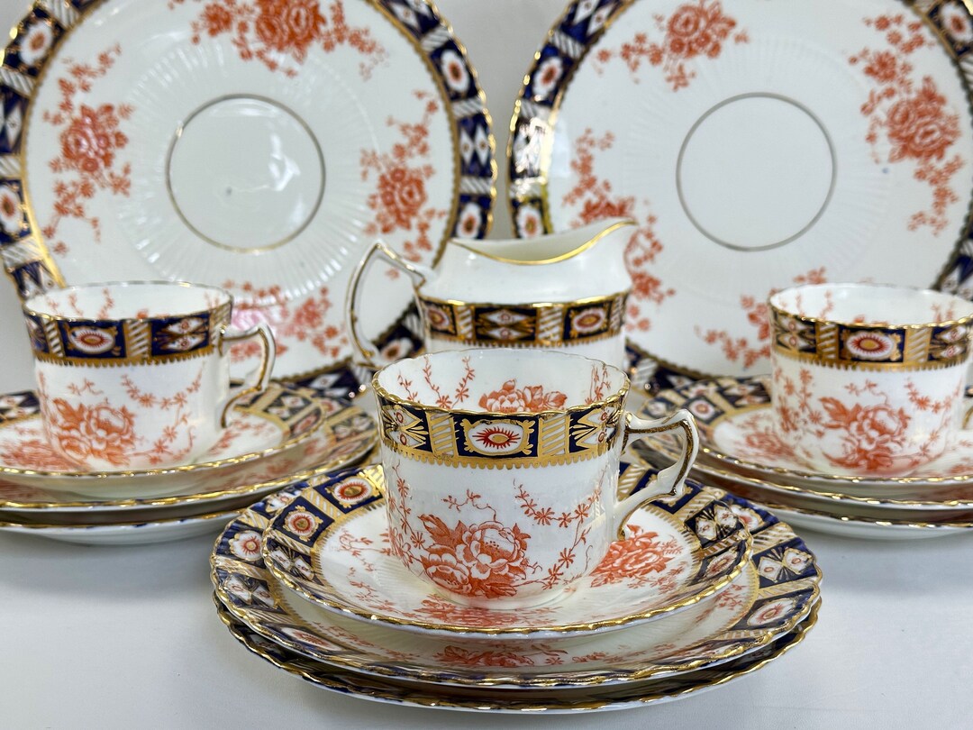 Antique Royal Albert Tea Sets, Early Imari Style Cobalt and Rust, 15 ...