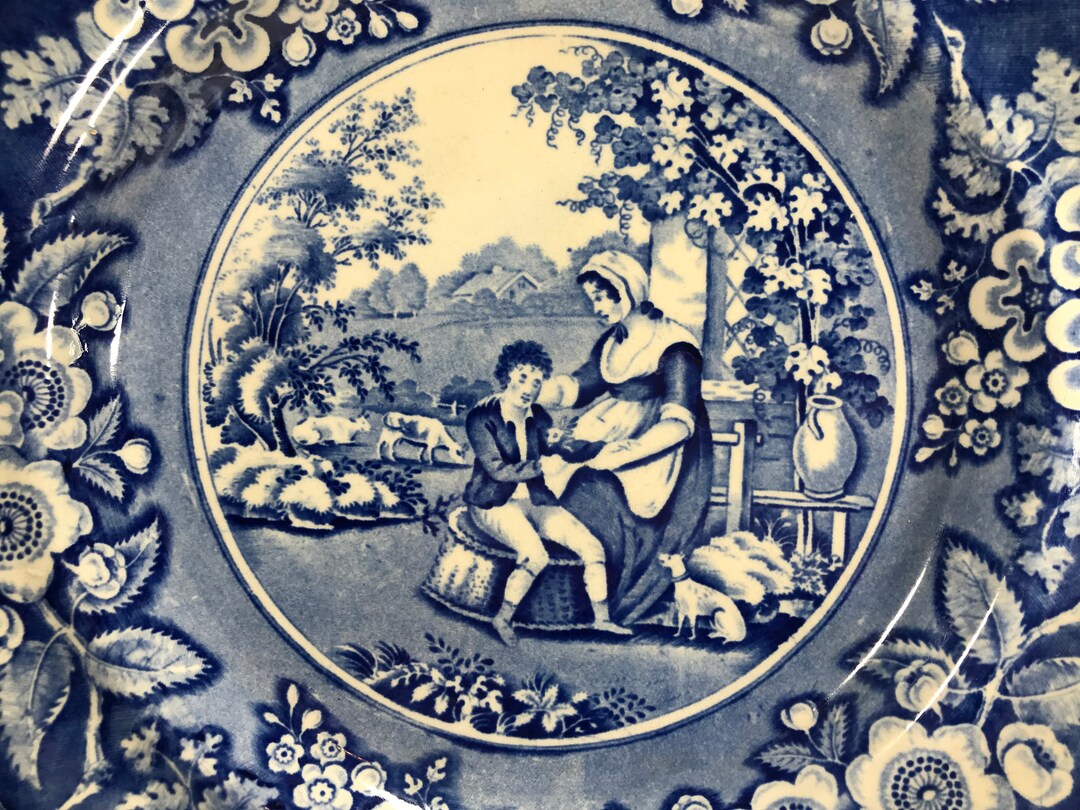 Blind Boy Blue and White Transferware Plate Early 19th Century Romantic ...