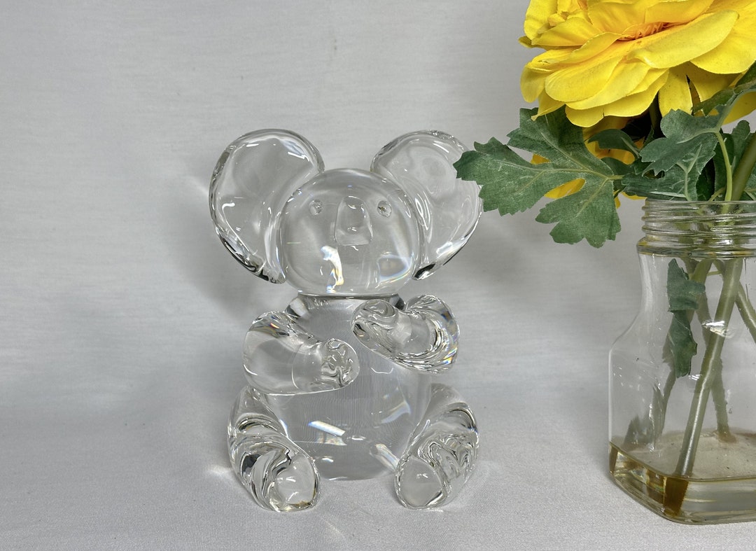 Steuben Crystal Koala Bear Figurine by Lloyd Atkins - 1971 Design - Etsy