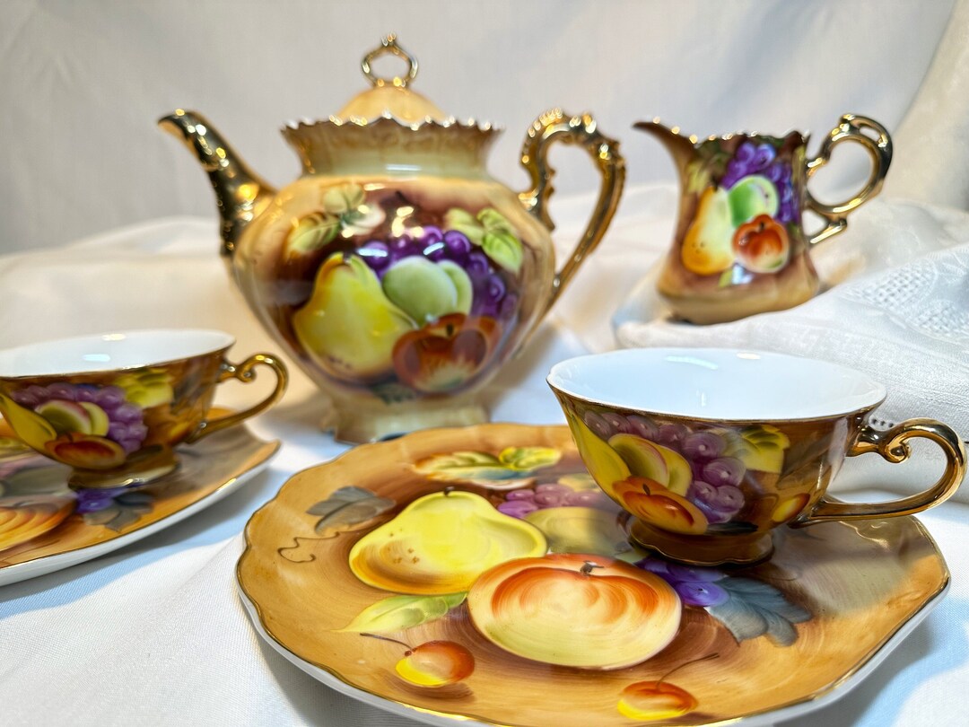 Heritage Brown by Lefton Tea for Two Fruit Pattern NE 3113 Tea Set ...