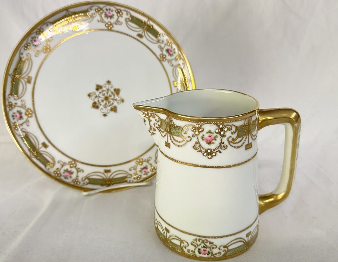 Antique Nippon Pitcher and Platter Royal Crockery Fine China With Gold ...