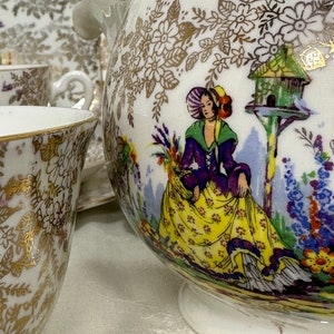 Crinoline Lady Bone China English Tea Set by Colcough, Pattern 7130 ...