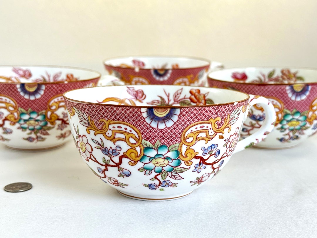 4 Sarreguemines Antique French Porcelain Cups, 1860-1919 Minton Pattern ...