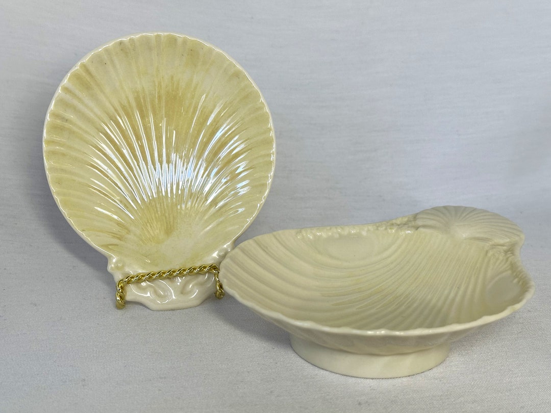 Vintage Belleek Shell Dishes, Two Irish Pottery Dishes for Nuts, Candy ...