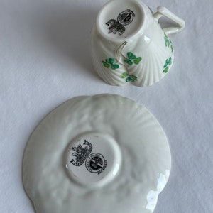 Belleek Harp Shamrock Cup and Saucer, Fine Parian China Made in Ireland ...