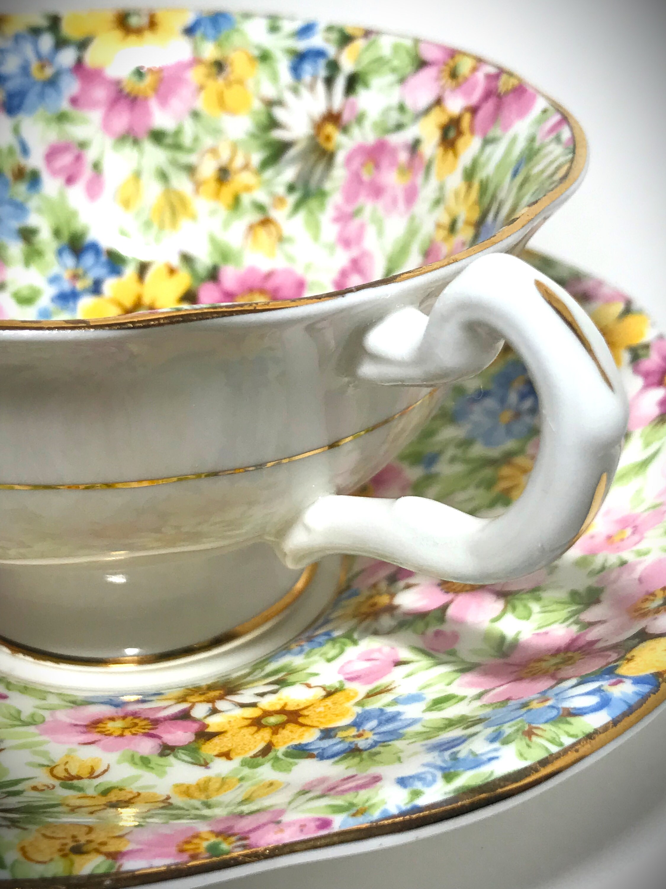 Floral Chintz Cup and Saucer by Rosina English Fine Bone - Etsy