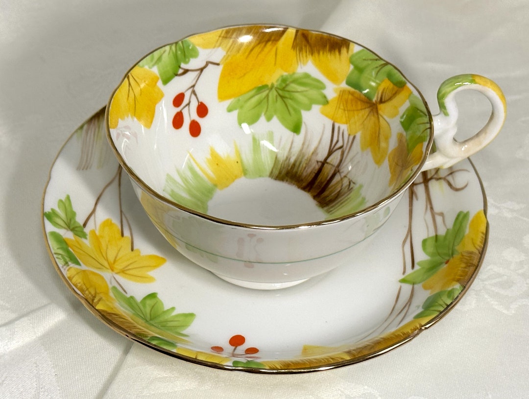 Autumn Leaves Tea Cup by Royal Grafton, 1950's English Bone China Cup ...