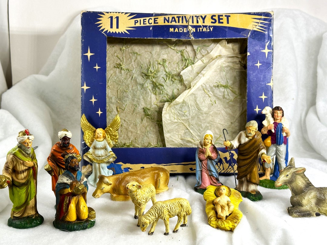 Vintage Italian Nativity Set, Nardi Italy Hard Resin Plastic Figurines ...