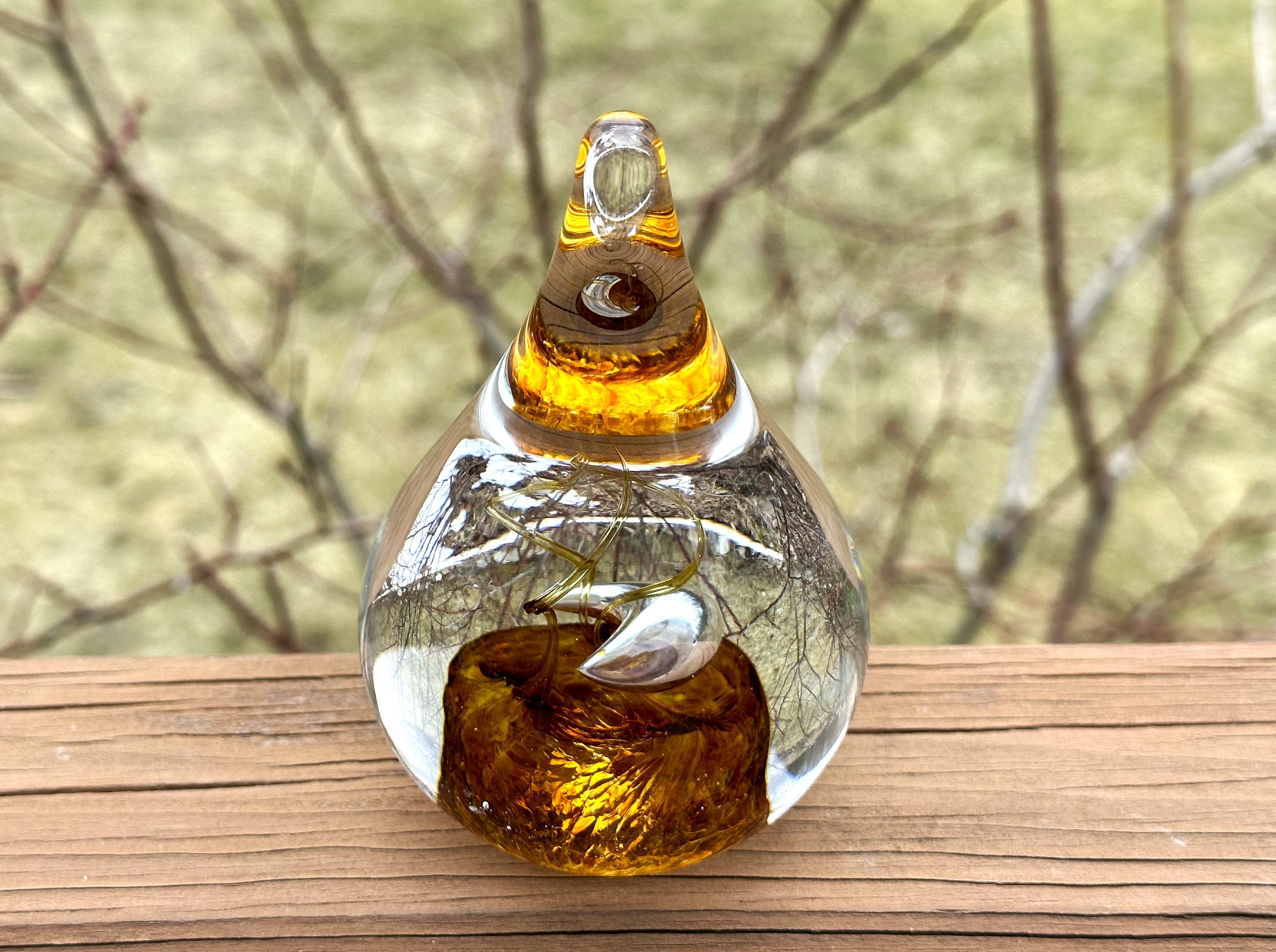 Vintage Teardrop Paperweight amber in Clear Crystal Teardrop - Etsy