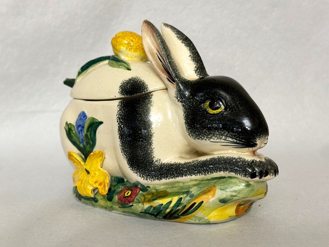 Vintage Rabbit Form Sauce Tureen, Ceramic Bunny Rabbit W/ Lemon Handle ...