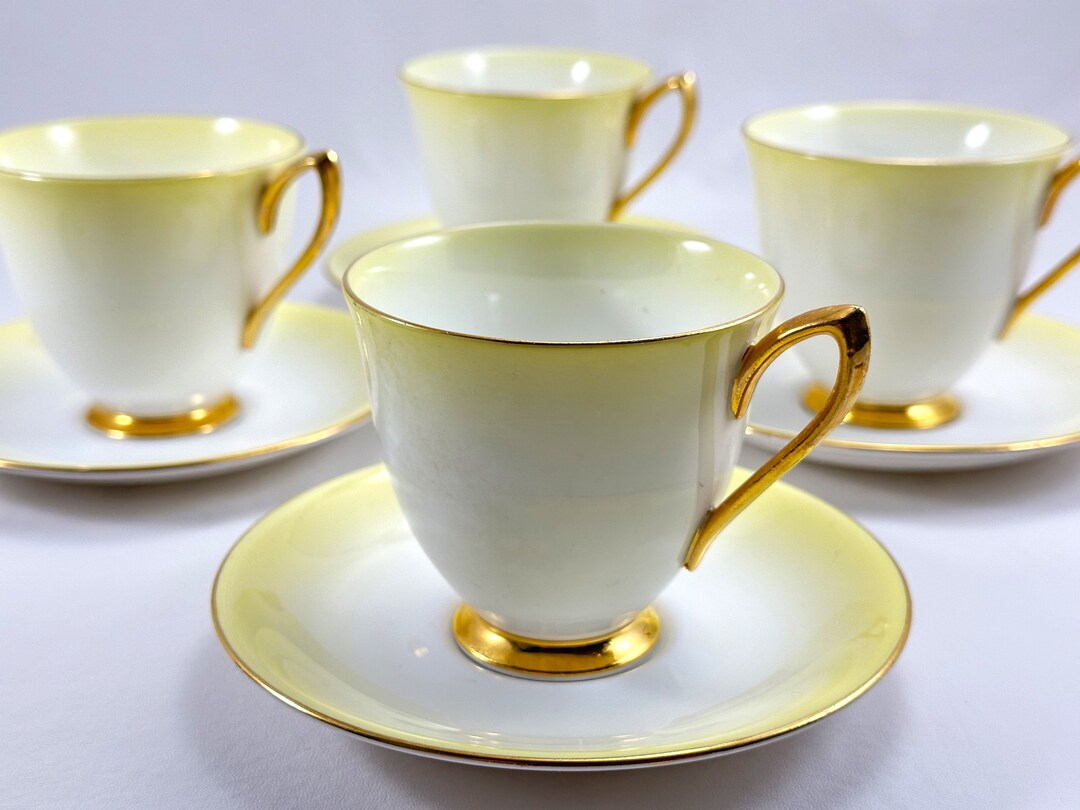 Vintage Yellow Tea Cups, Rainbow Pattern by Royal Albert, Four Petite ...