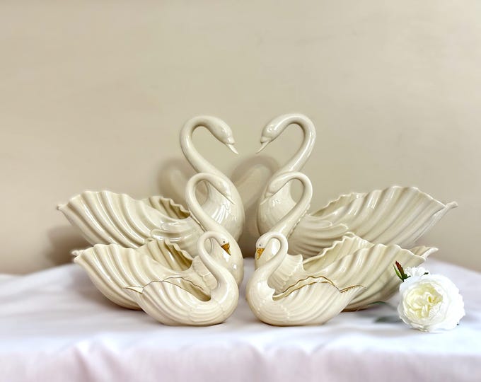 Lenox Swan Bowl Centerpiece – Vintage USA Porcelain – Cream Swan ...