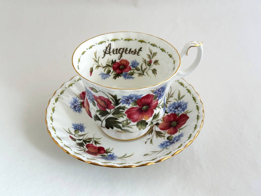August Tea Cup 1970's Flower of the Month Series by Royal - Etsy