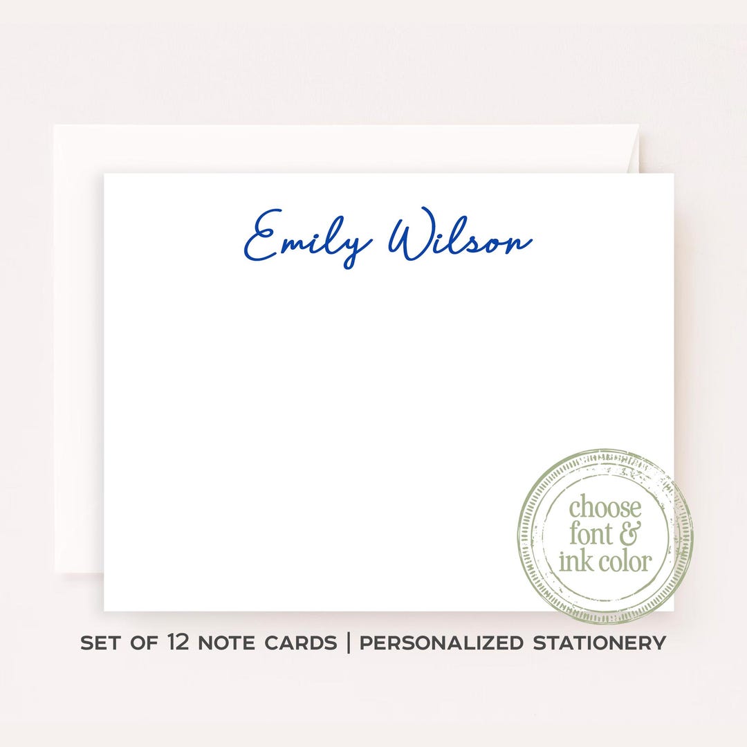 Personalized Name Stationery Custom Notecard Flat Note Card Monogram ...