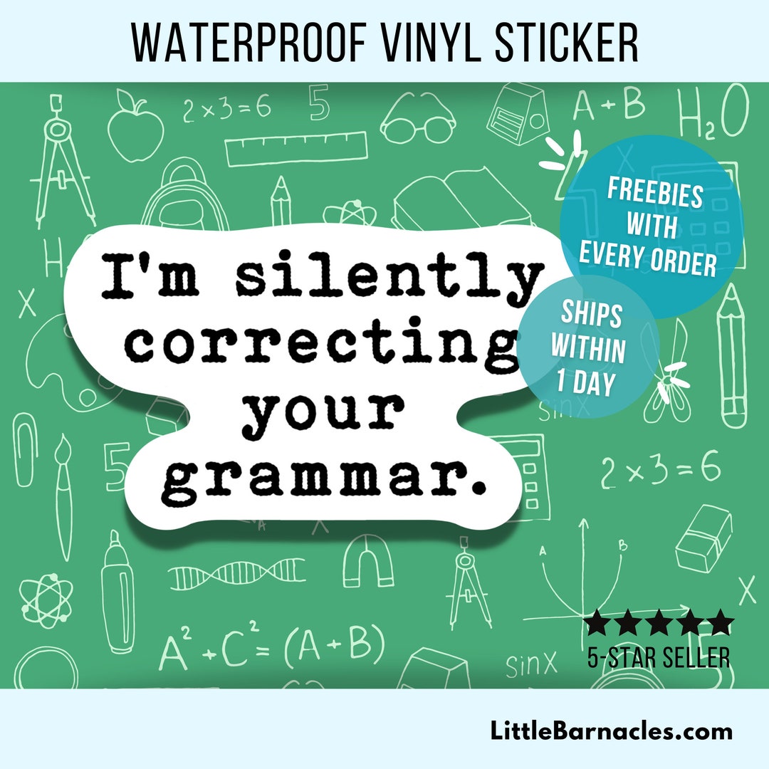 Grammar Sticker Waterproof Vinyl Sticker Coworker Gift Teacher Sticker ...