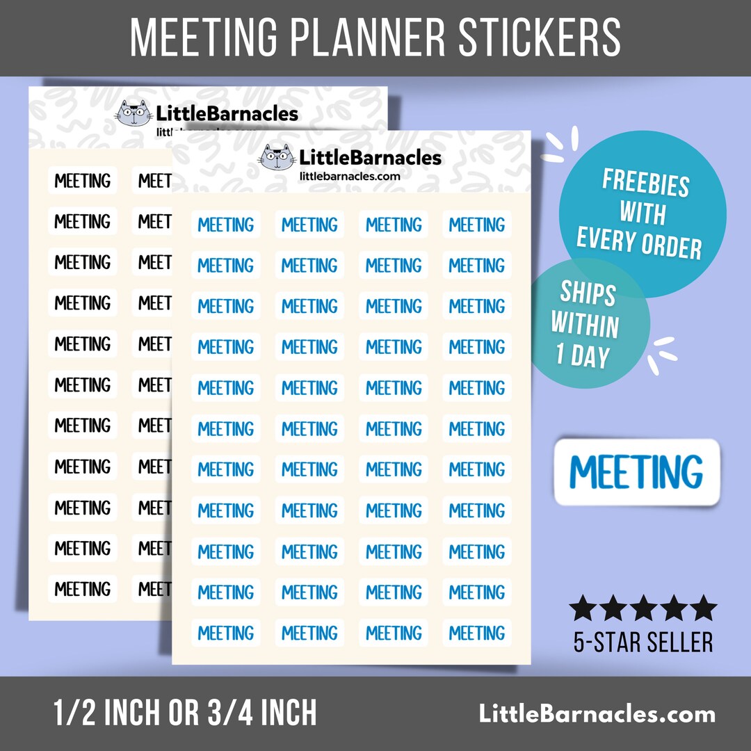 Meeting Planner Sticker 44 Stickers Text Color Options Word Label ...