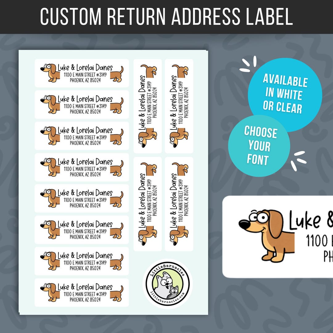 Custom Dachshund Address Labels • Personalized Wiener Dog Return ...