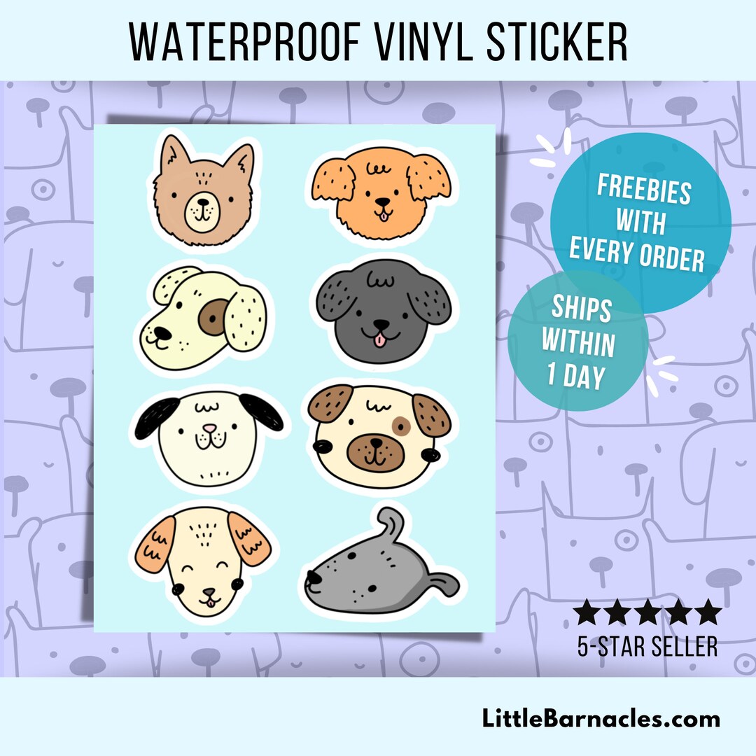 Mini Dog Sticker Sheet Cat Lover Gift Waterproof Vinyl Dog Faces Dog ...
