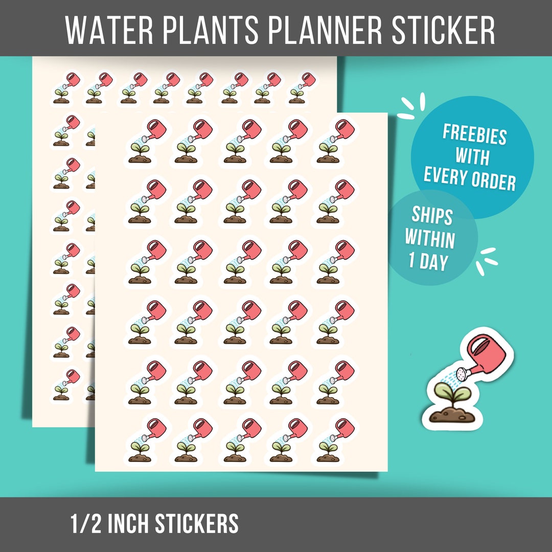 Water Plants Planner Sticker Gardening Sticker Watering Can Gardener ...