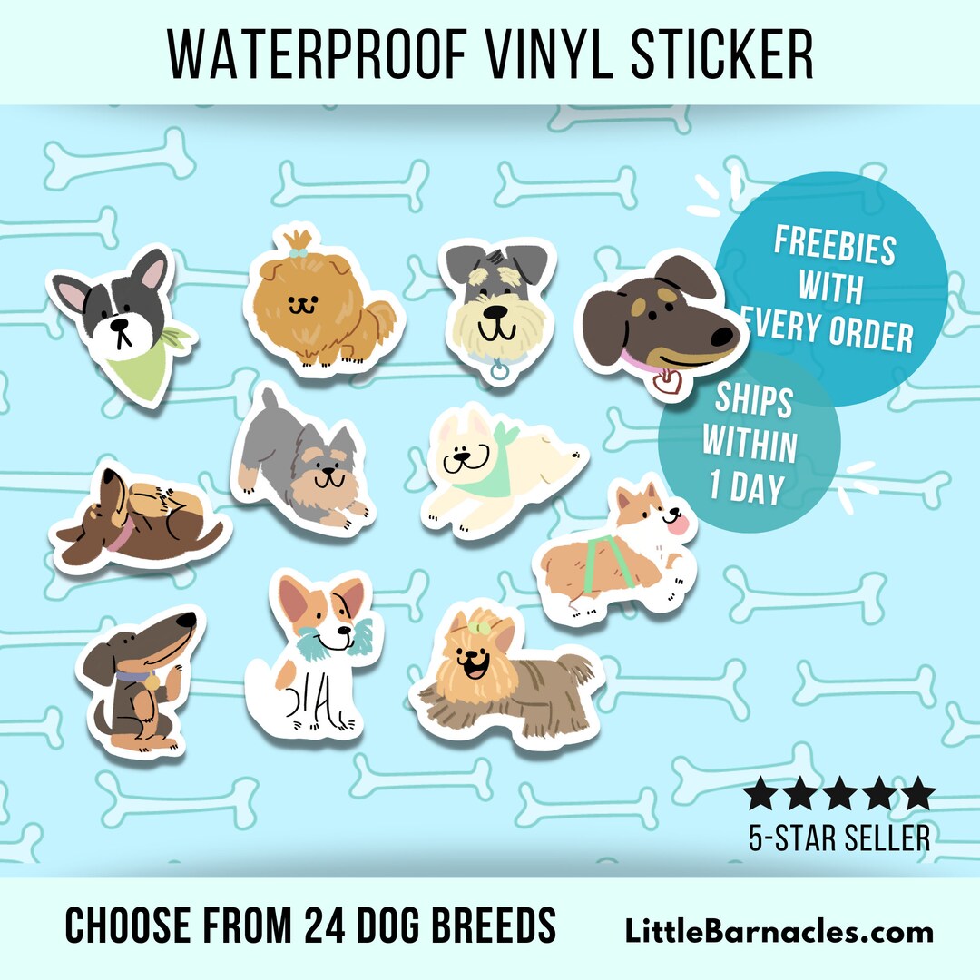 Mini Dog Stickers for Dog Lover Waterproof Vinyl Dog Mom Tiny Doggo ...