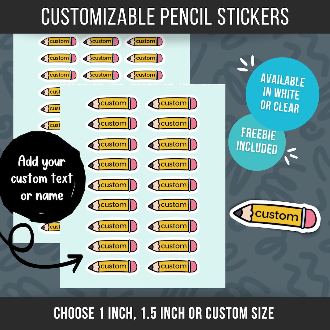 Custom Pencil Label Sticker Planner Sticker School Organization Label ...