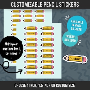 Custom Pencil Label Sticker Planner Sticker School Organization Label ...