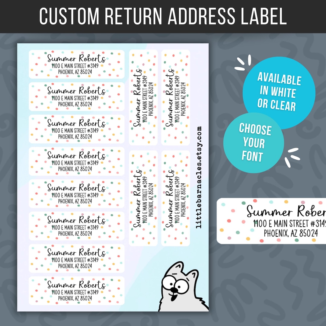 Custom Address Labels Return Address Labels Sheet of 12 Personalized ...