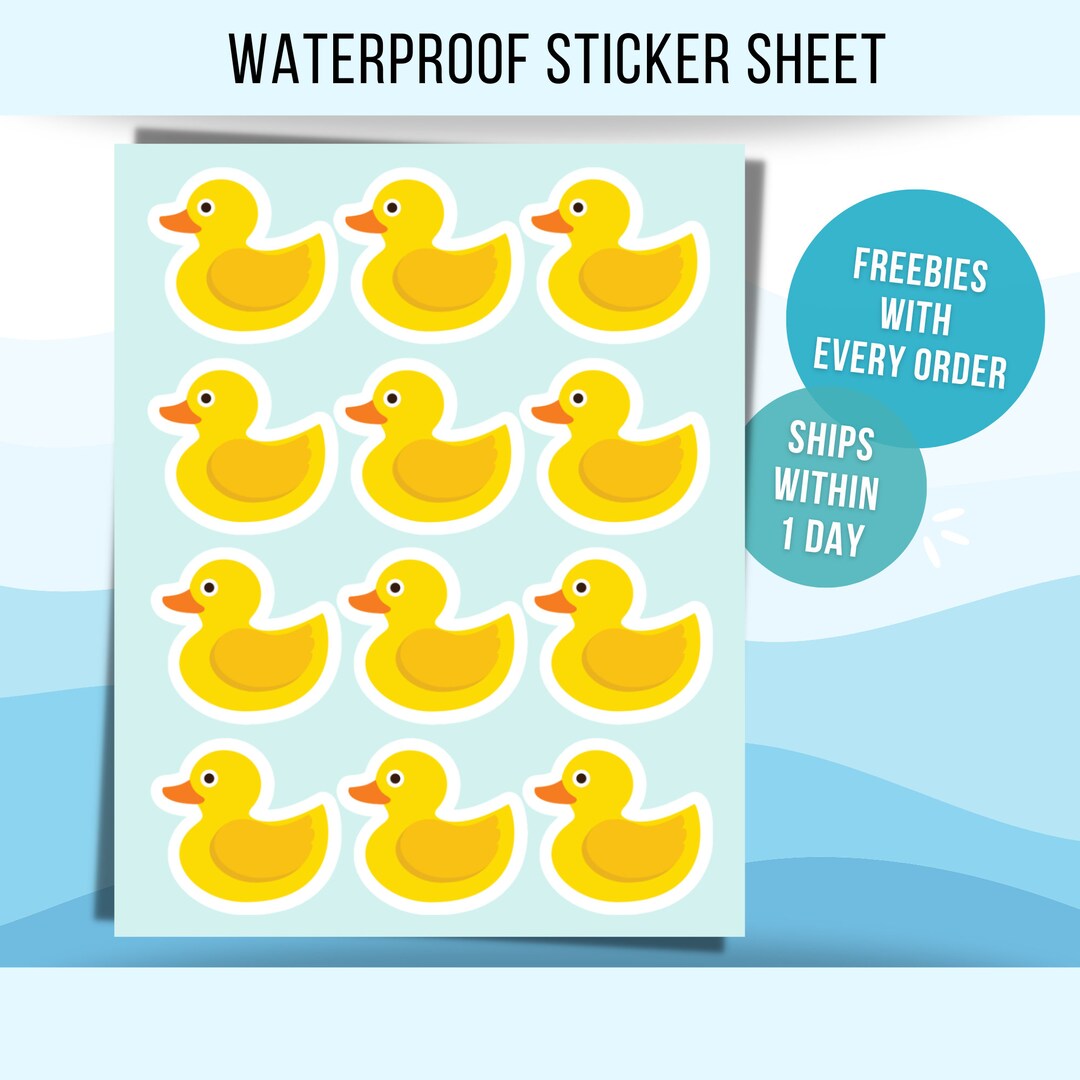 Mini Rubber Ducky Sticker Sheet Waterproof Vinyl Funny Duck Small ...
