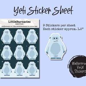 Mini Blue Yeti Sticker Sheet Waterproof Vinyl Funny Cartoon Yeti Small ...