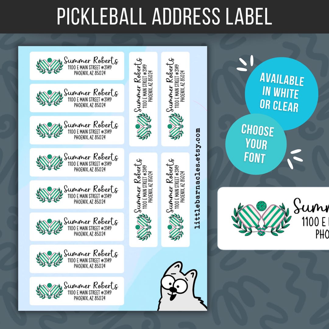 Custom Pickleball Address Labels, Return Address Labels, Personalized ...