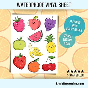 Mini Fruit Sticker Sheet Waterproof Vinyl Cute Food Sticker Vegan Decal ...