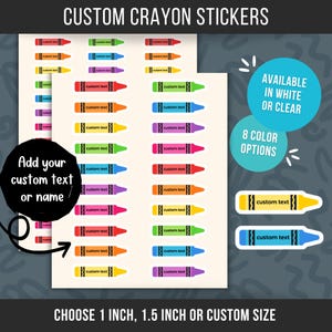 Custom Crayon Label Sticker Planner Sticker School Organization Label ...